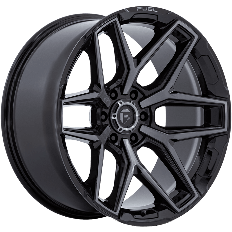 FUEL OFFROAD FLUX wheel with GLOSS BLACK BRUSHED FACE WITH GRAY TINT ...